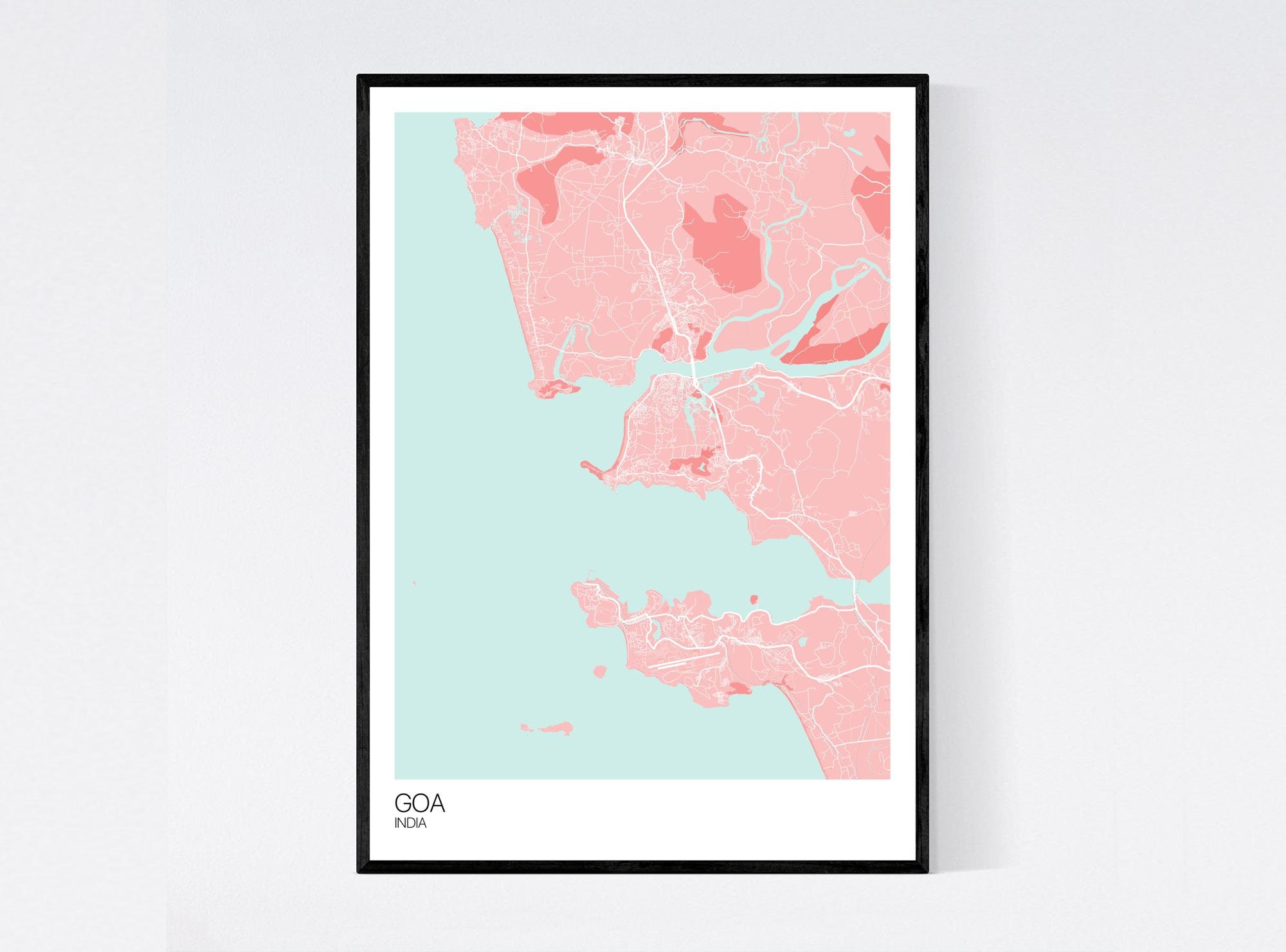 Goa India Map Art Print Many Styles Art Quality Paper - Etsy UK