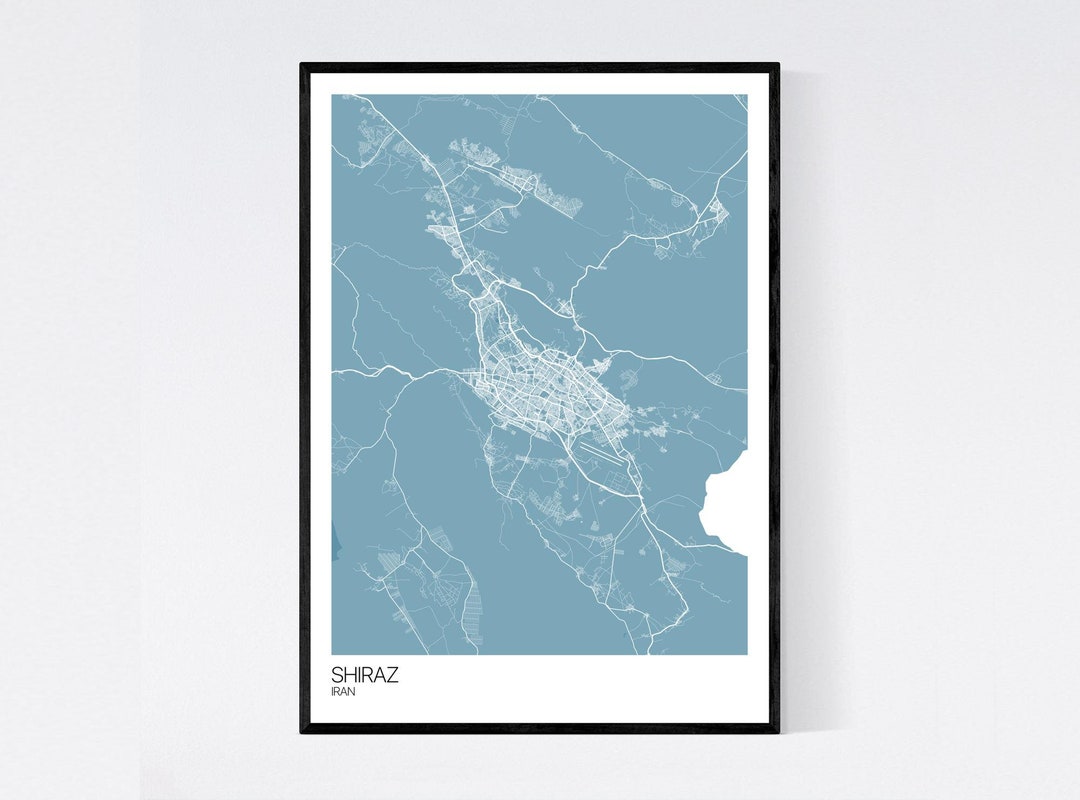 Shiraz, Iran Map Art Print Many Styles Art Quality Paper Fast Delivery ...
