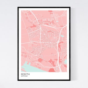Rosyth, Scotland Map Art Print Many Styles 350gsm Art Quality Paper ...