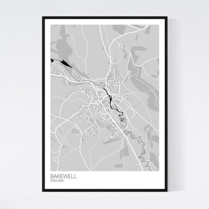 Bakewell, England Map Art Print Many Styles 350gsm Art Quality Paper ...
