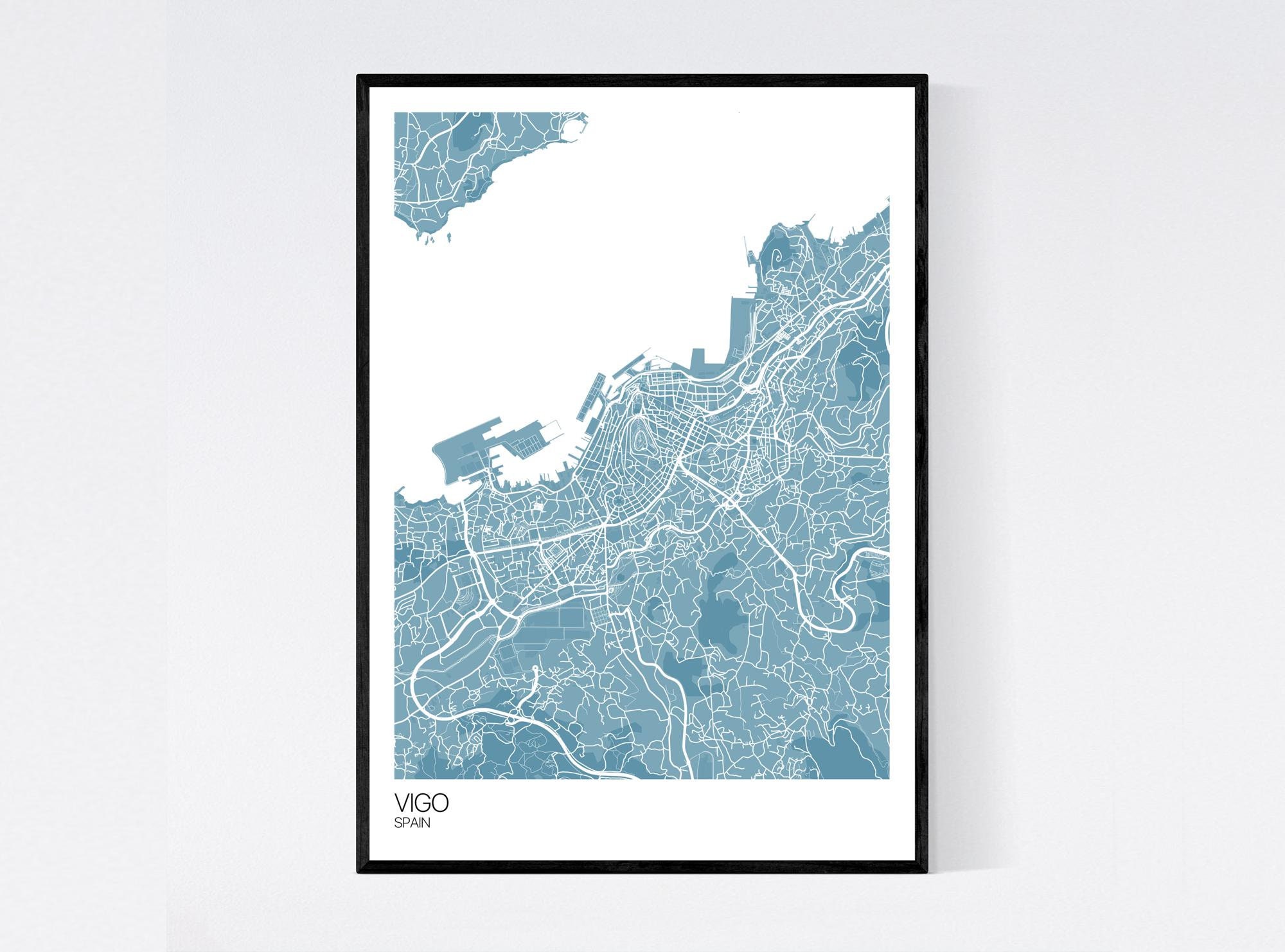 Vigo Spain Map Art Print Many Colours Art Quality Paper | Etsy