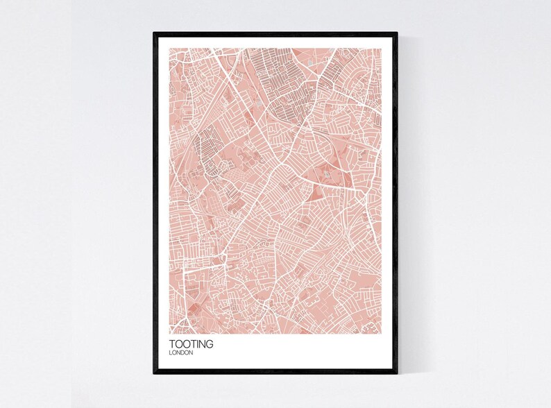 Tooting London Map Art Print Many Colours 350gsm Art - Etsy UK