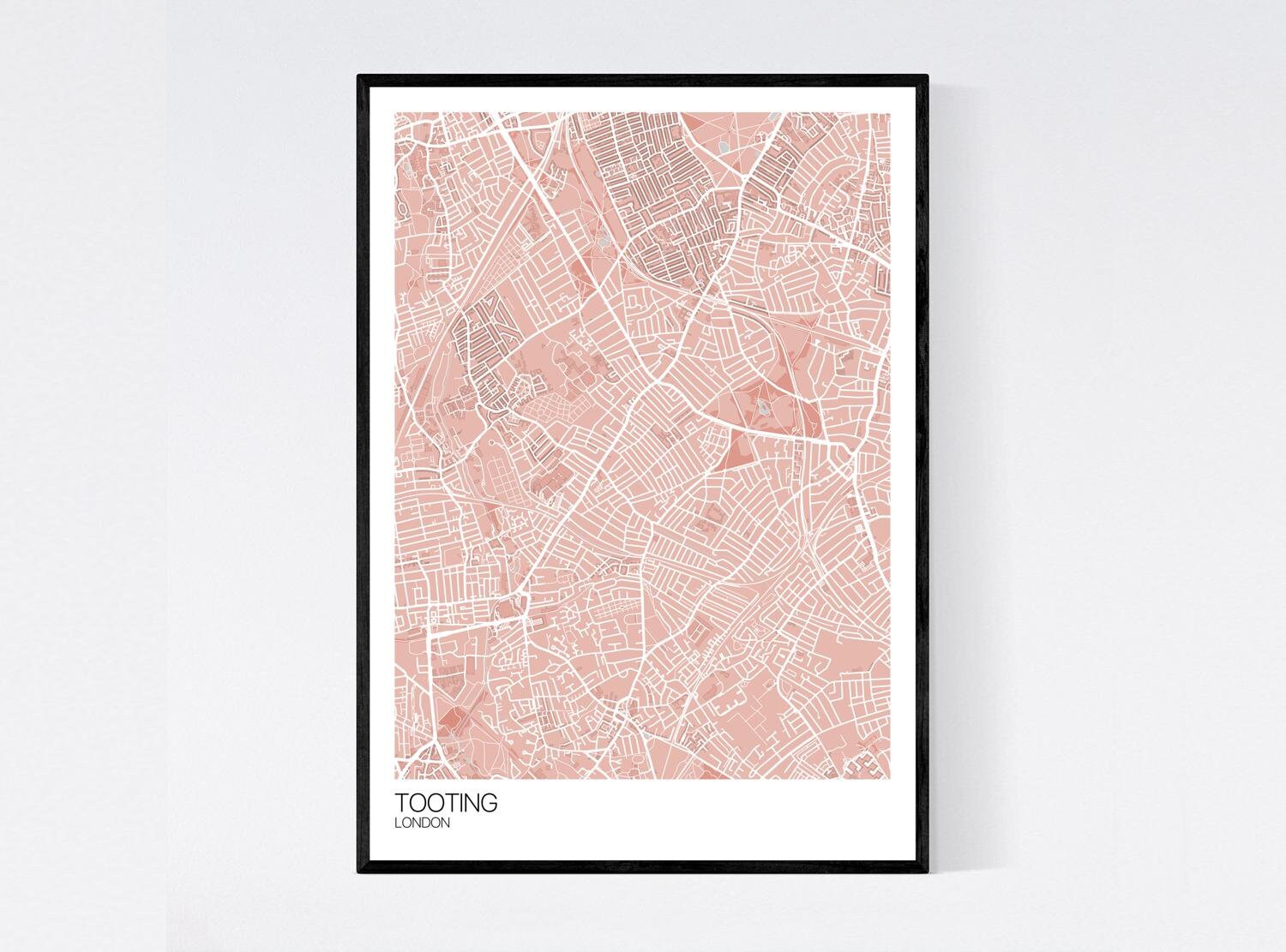 Tooting London Map Art Print Many Colours 350gsm Art - Etsy UK