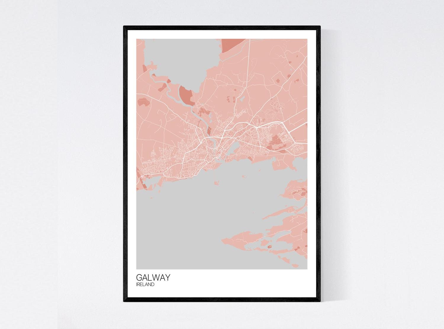 Galway City Map Art Print Many Styles 350gsm Art Quality | Etsy