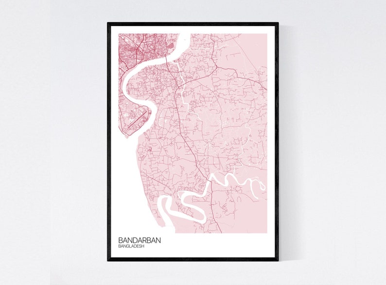 Bandarban Bangladesh Map Art Print Many Styles Art - Etsy
