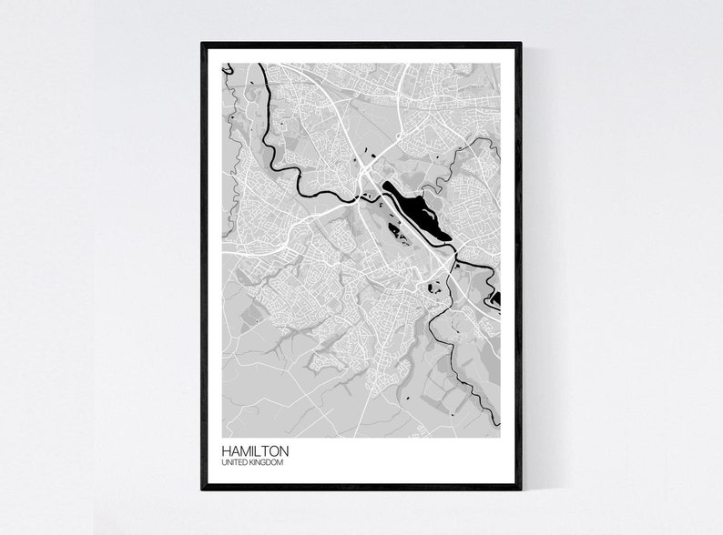 Hamilton Scotland City Map Art Print Many Styles 350gsm - Etsy