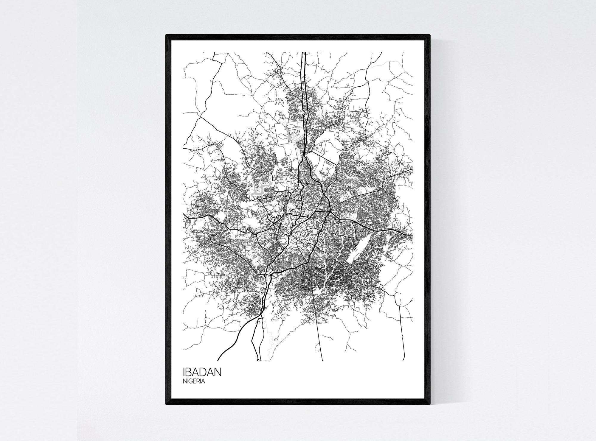 Ibadan Nigeria Map Art Print Many Styles Art Quality - Etsy UK