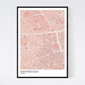Shepherds Bush, London Map Art Print Many Colours 350gsm Art Quality ...