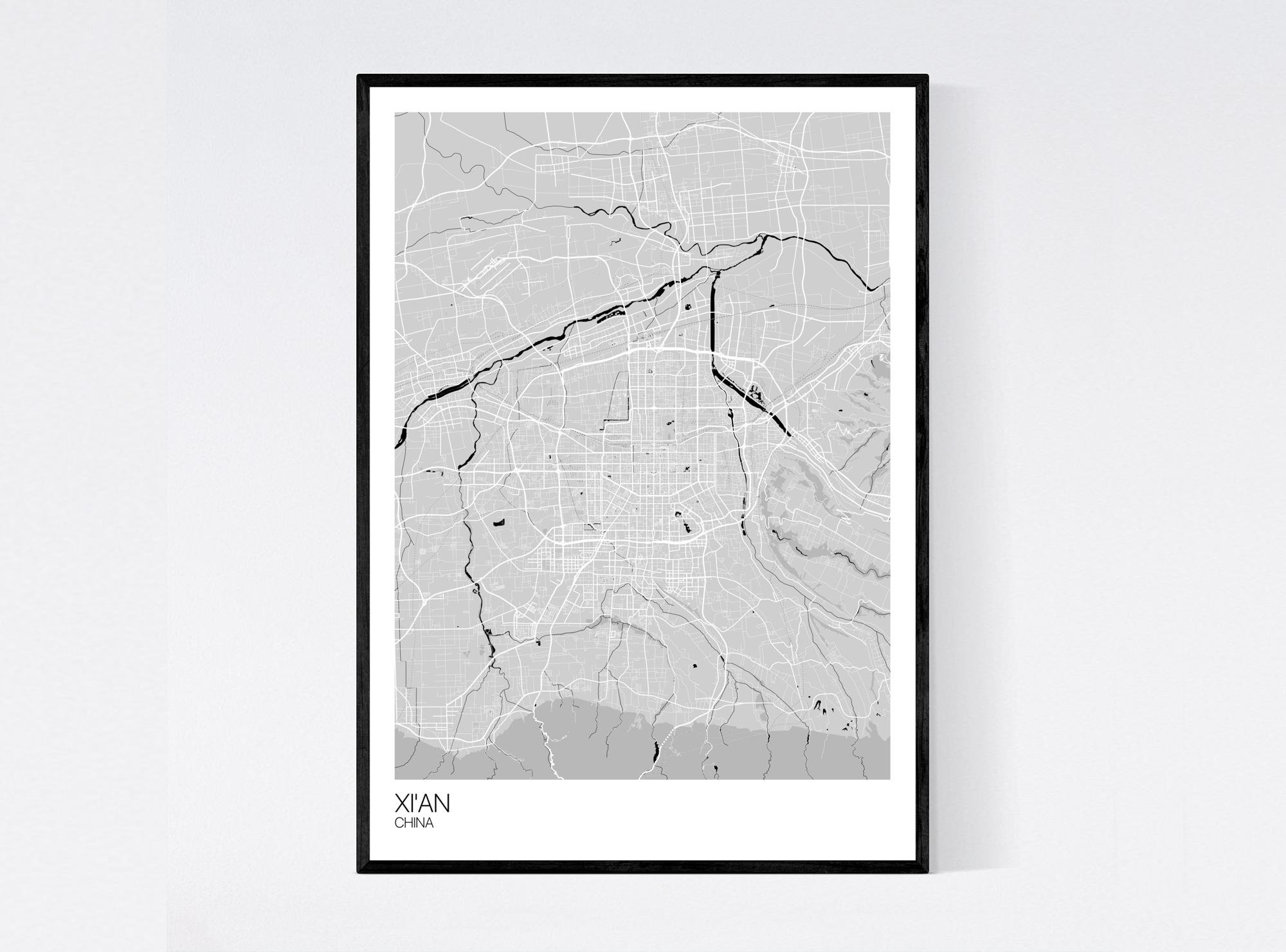 Xi'an China Map Art Print Many Styles Art Quality | Etsy
