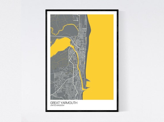 Great Yarmouth United Kingdom Map Print Many Colours Fast | Etsy