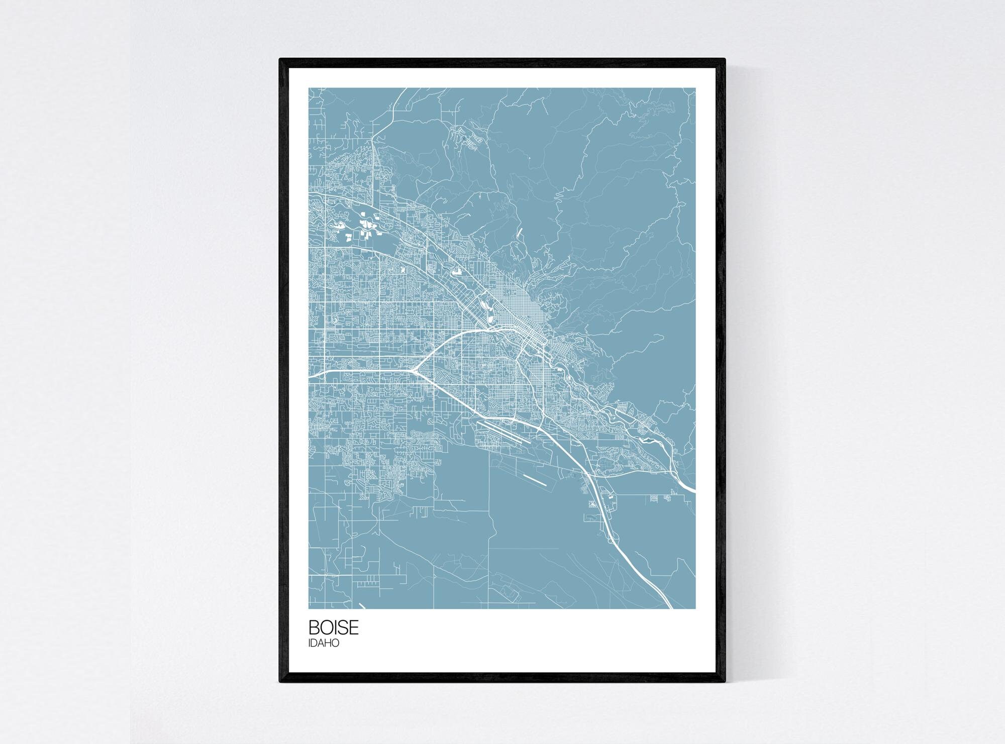 Boise Idaho Map Print Many Colours Printed on Art Quality | Etsy