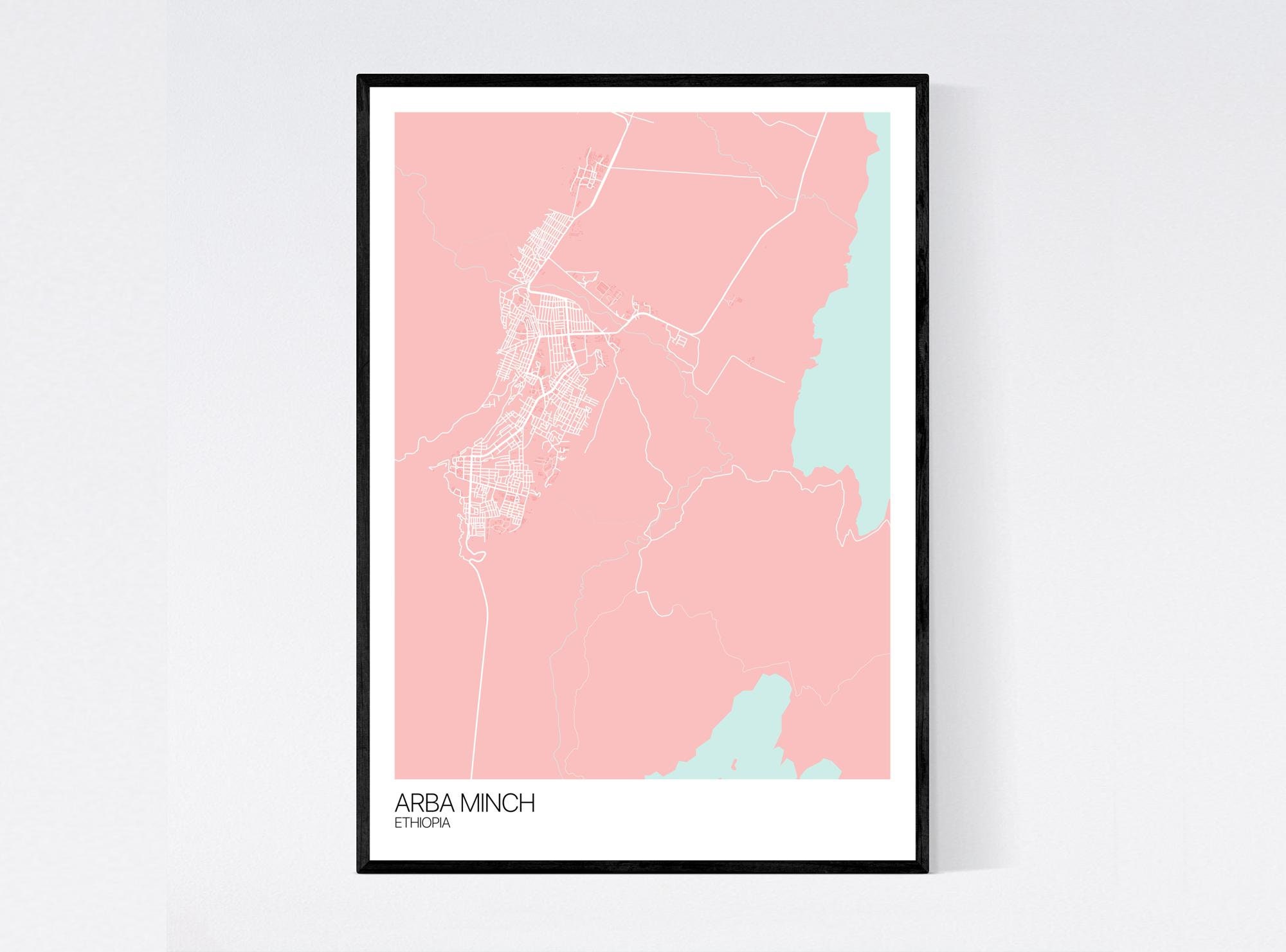 Arba Minch Ethiopia Map Art Print Many Styles Art Quality | Etsy