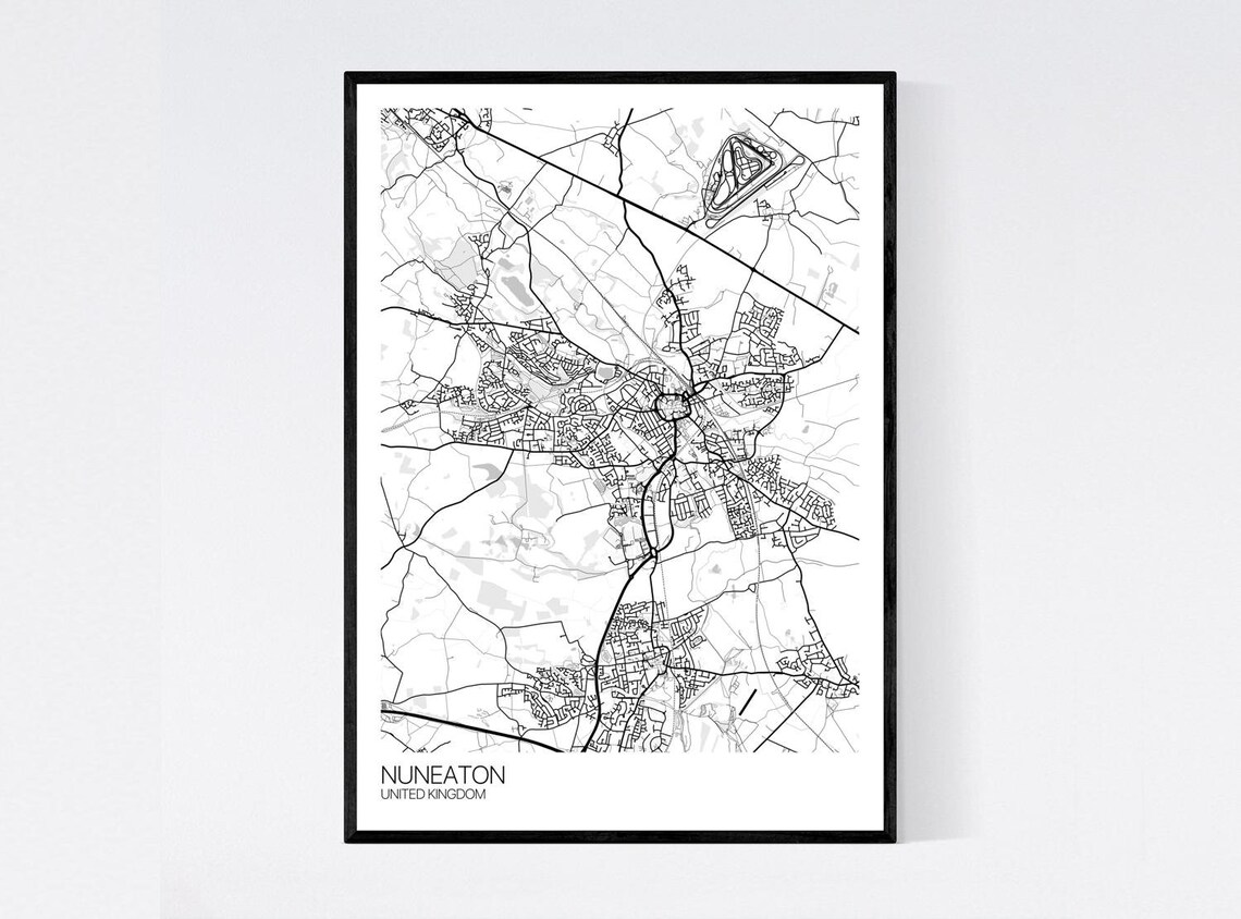 Nuneaton United Kingdom City Map Art Print Many Colours | Etsy