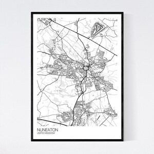 Nuneaton United Kingdom City Map Art Print Many Colours - Etsy