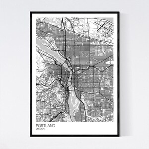 Portland, Oregon Map Print Many Colours Printed on Art Quality Paper ...
