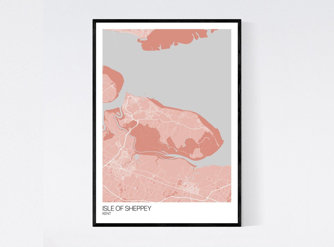 Isle of Sheppey Kent Map Art Print Many Colours 350gsm | Etsy