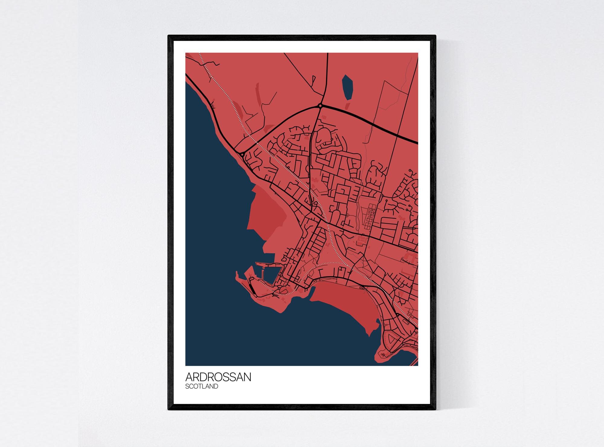 Ardrossan Scotland Map Art Print Many Colours 350gsm Art - Etsy UK