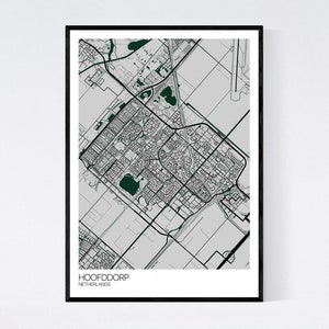Hoofddorp Netherlands Map Art Print Many Colours 350gsm - Etsy
