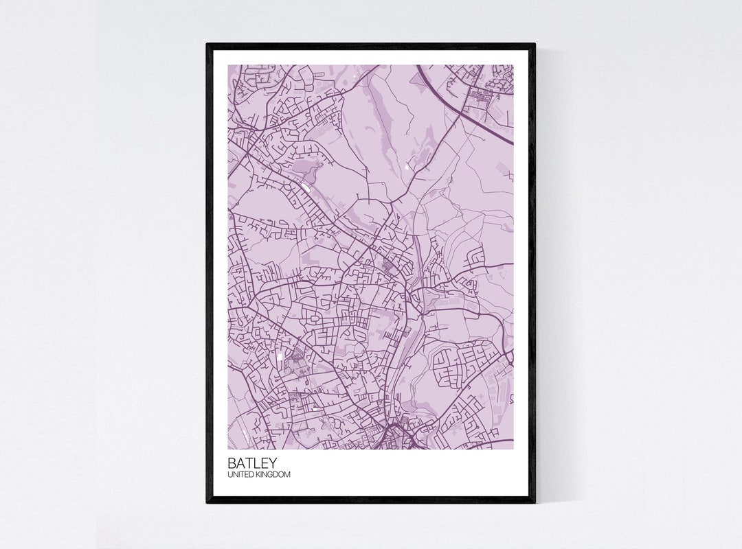 Batley Town Map Art Print - Many Styles - 350gsm Art Quality Paper ...
