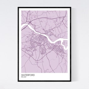 Waterford City Map Art Print Many Styles 350gsm Art Quality Paper Fast ...