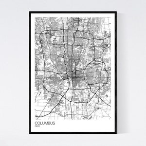 Columbus, Ohio Map Print Many Colours Printed on Art Quality Paper Fast ...