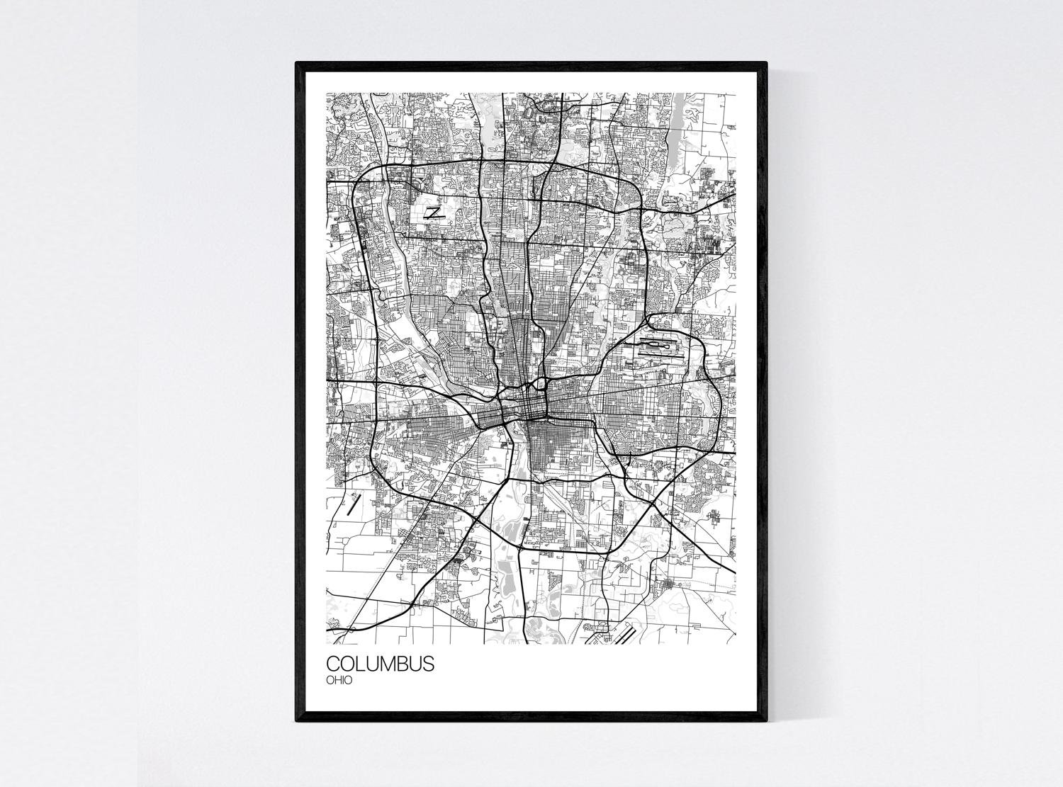 Columbus Ohio Map Print Many Colours Printed on Art | Etsy