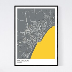 Bridlington, England Map Art Print Many Colours 350gsm Art Quality ...