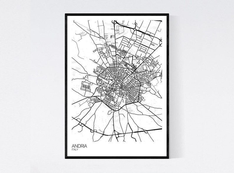 Andria Italy Map Art Print Many Colours Art Quality Paper - Etsy