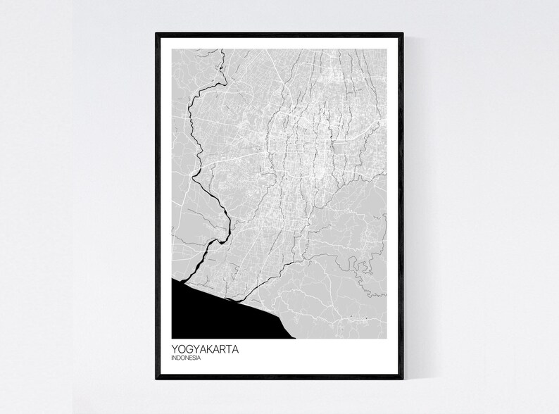 Yogyakarta jogja Indonesia Map Art Print Many Styles - Etsy