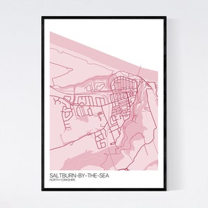 Saltburn-by-the-sea Map Art Print Many Colours 350gsm Art Quality Paper ...