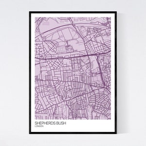 Shepherds Bush, London Map Art Print Many Colours 350gsm Art Quality ...