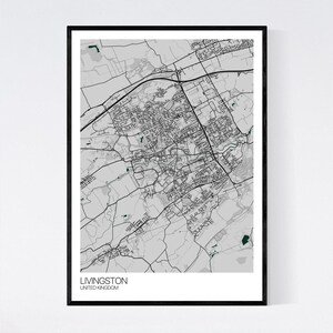 Livingston, Scotland City Map Art Print Many Styles 350gsm Art Quality ...