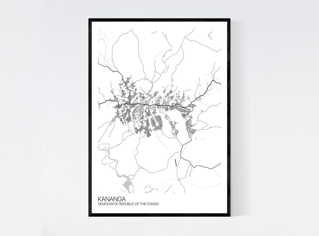 Kananga, Congo Map Art Print - Many Styles - Art Quality Paper - Fast ...