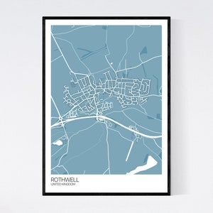 Rothwell England Town Map Art Print Many Styles 350gsm - Etsy