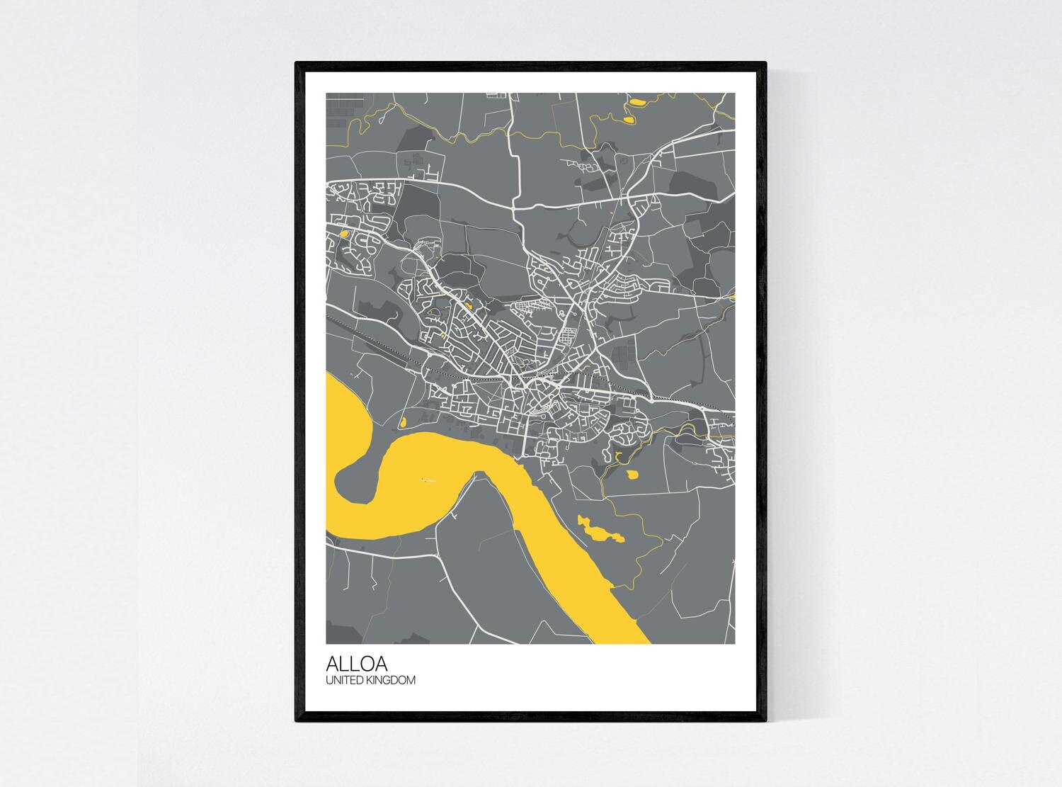 Alloa Scotland City Map Art Print Many Styles 350gsm Art | Etsy