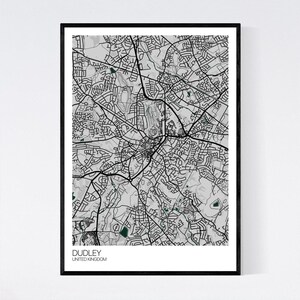 Dudley, United Kingdom City Map Art Print Many Styles 350gsm Art ...
