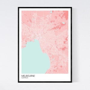 Melbourne Australia Map Print Many Colours Fast Delivery - Etsy