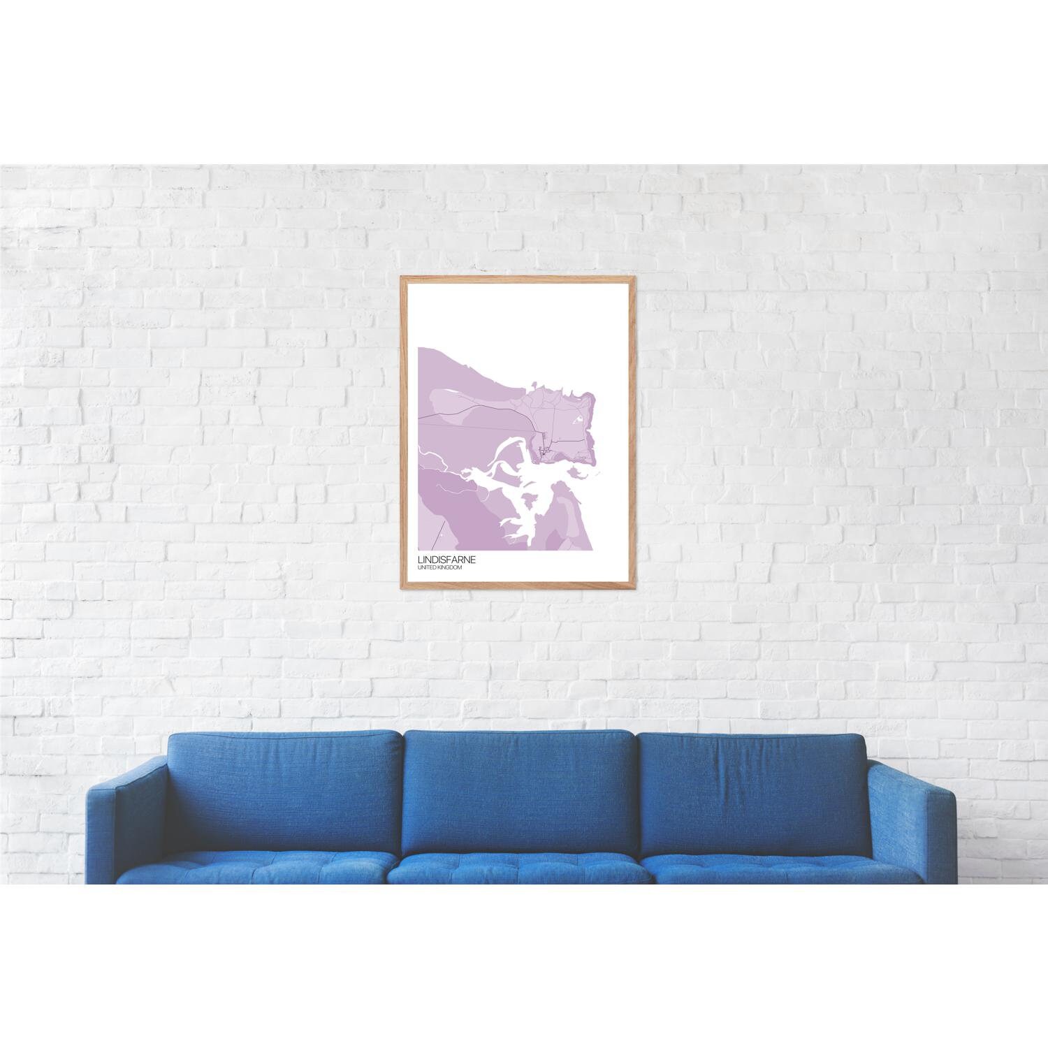 Lindisfarne holy Island Map Art Print Many Colours | Etsy