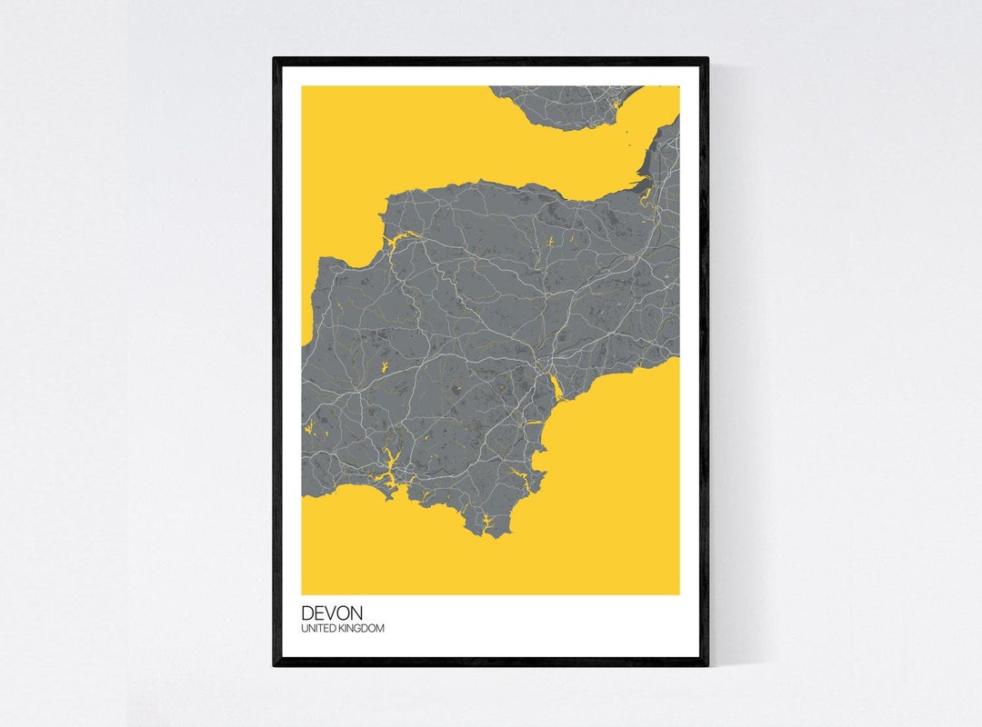 Devon, England Map Art Print Many Styles 350gsm Art Quality Paper Fast ...