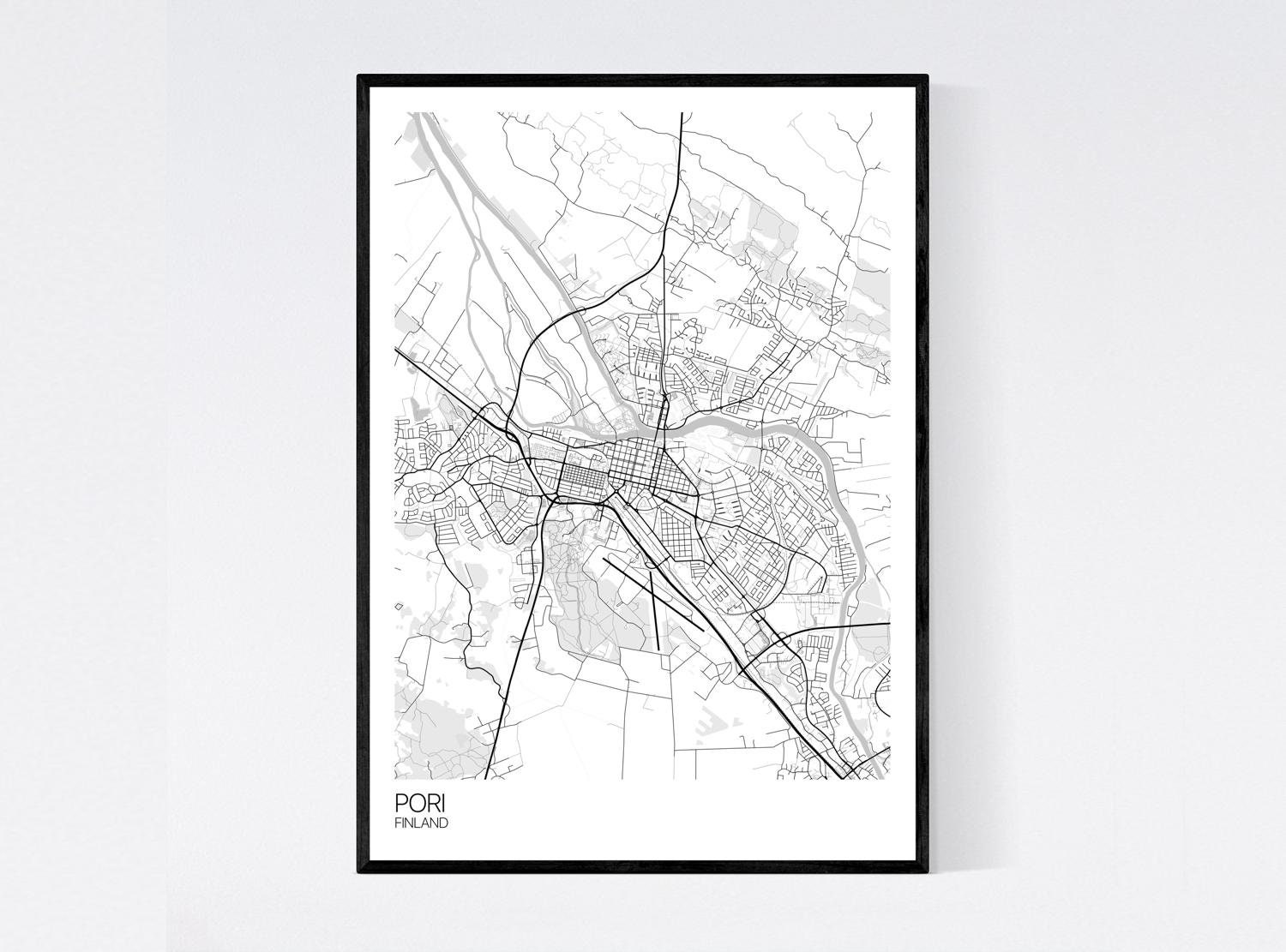 Pori Finland Map Art Print Many Colours 350gsm Art | Etsy