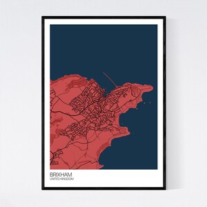 Brixham, United Kingdom Map Art Print - Many Colours - 350gsm Art ...