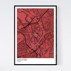 Stratford, London Map Art Print Many Colours 350gsm Art Quality Paper ...