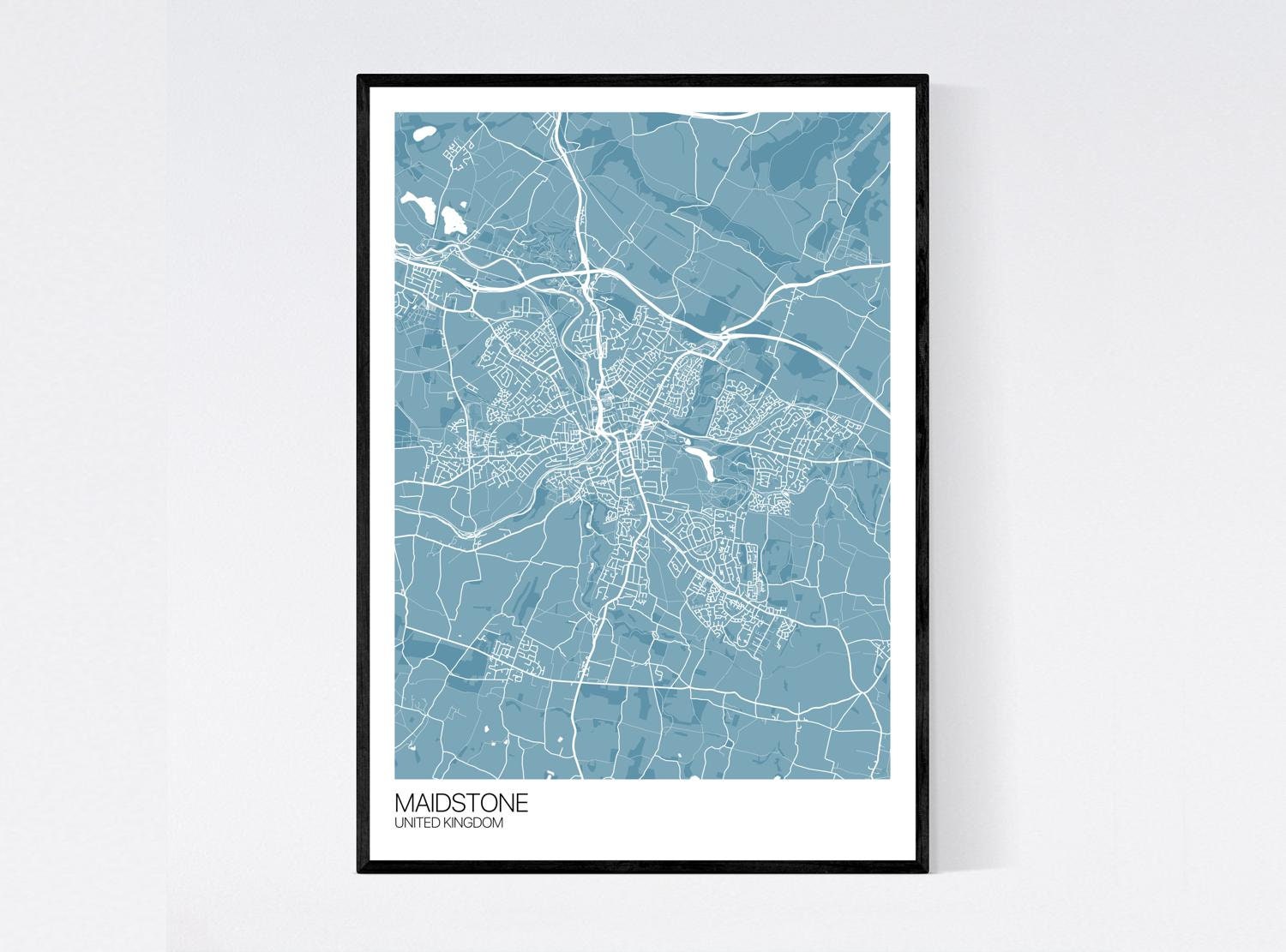 Maidstone United Kingdom City Map Art Print Many Styles | Etsy