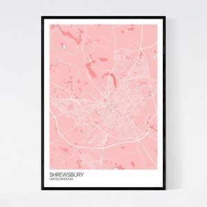 Shrewsbury Town Map Art Print Many Styles 350gsm Art - Etsy