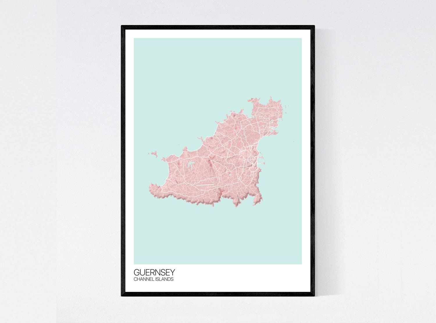 Guernsey Topographic Map Print Many Colours Fast Delivery - Etsy UK