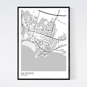 Saltcoats, Scotland Map Art Print Many Colours 350gsm Art Quality Paper ...