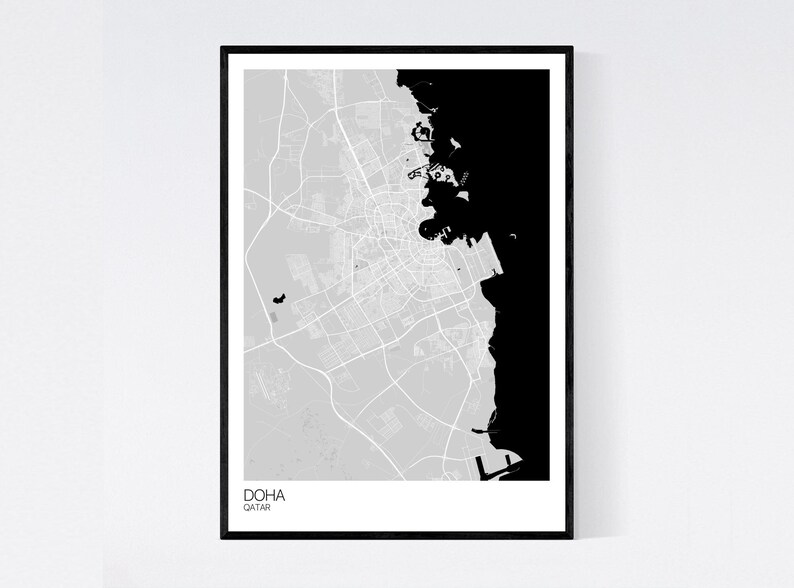 Doha Qatar Map Art Print Many Styles Art Quality Paper | Etsy