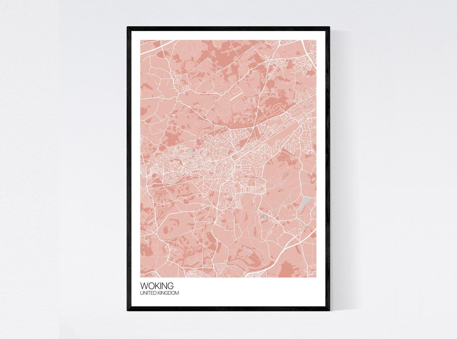 Woking United Kingdom City Map Art Print Many Colours | Etsy