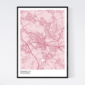 Barnsley, United Kingdom Map Print Many Colours Fast Delivery // Retro ...