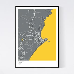 Tenby, Wales Map Art Print Many Styles 350gsm Art Quality Paper Fast ...
